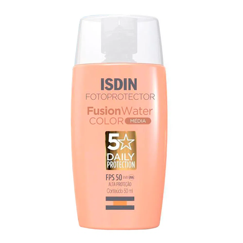 Protetor Solar Facial Isdin Fusion Water FPS 50 Cor Média 50ml