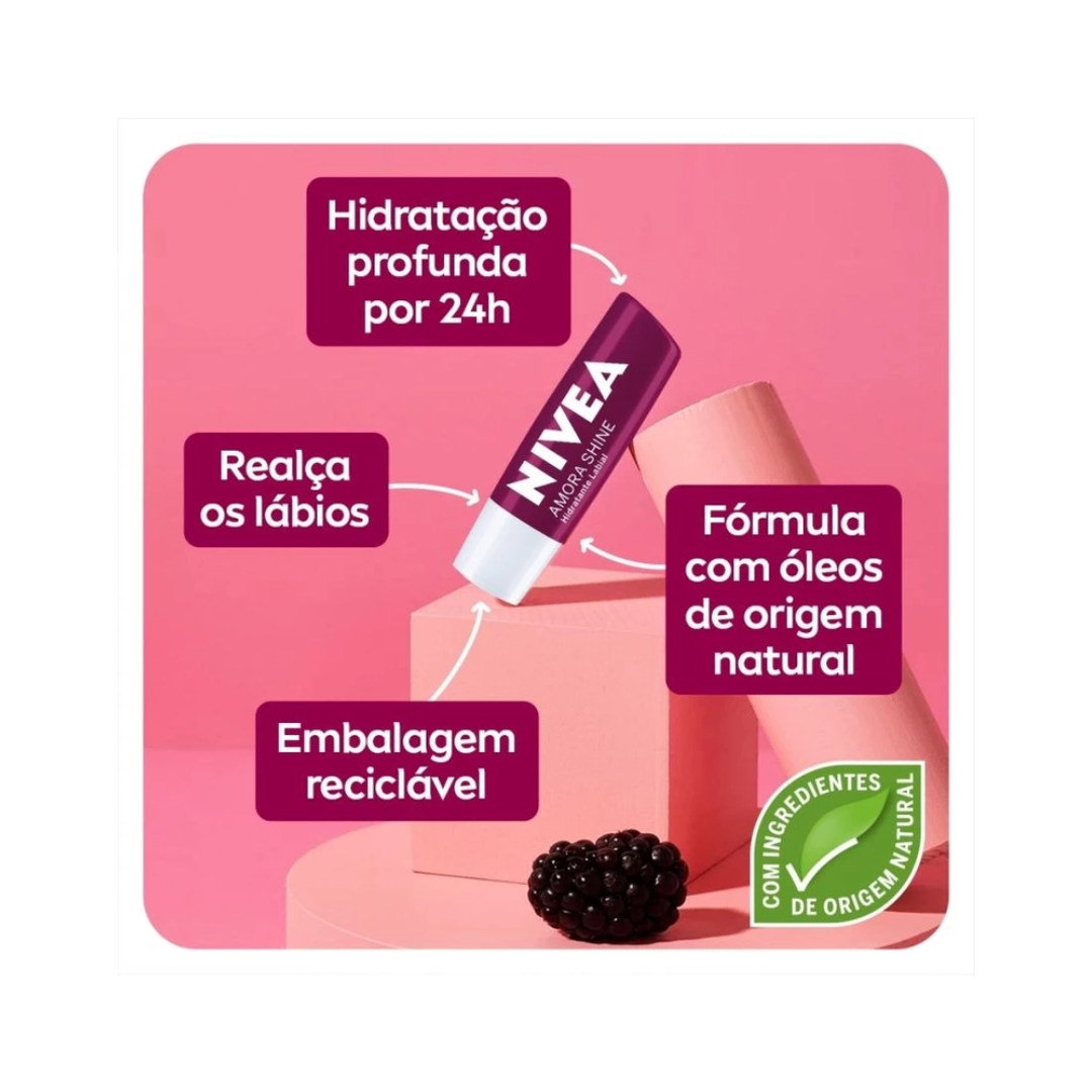 Nivea Hidratante Labial Amora Shine 4,8g