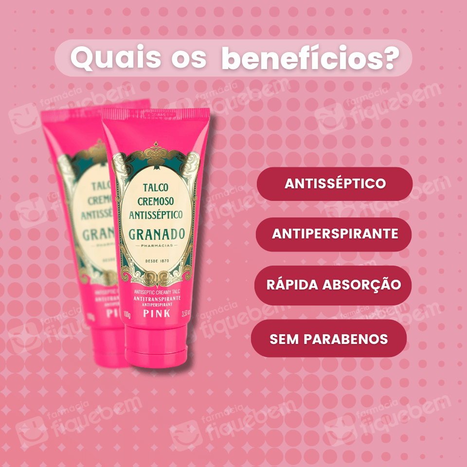 Talco Cremoso Antisséptico Granado Pink 100g
