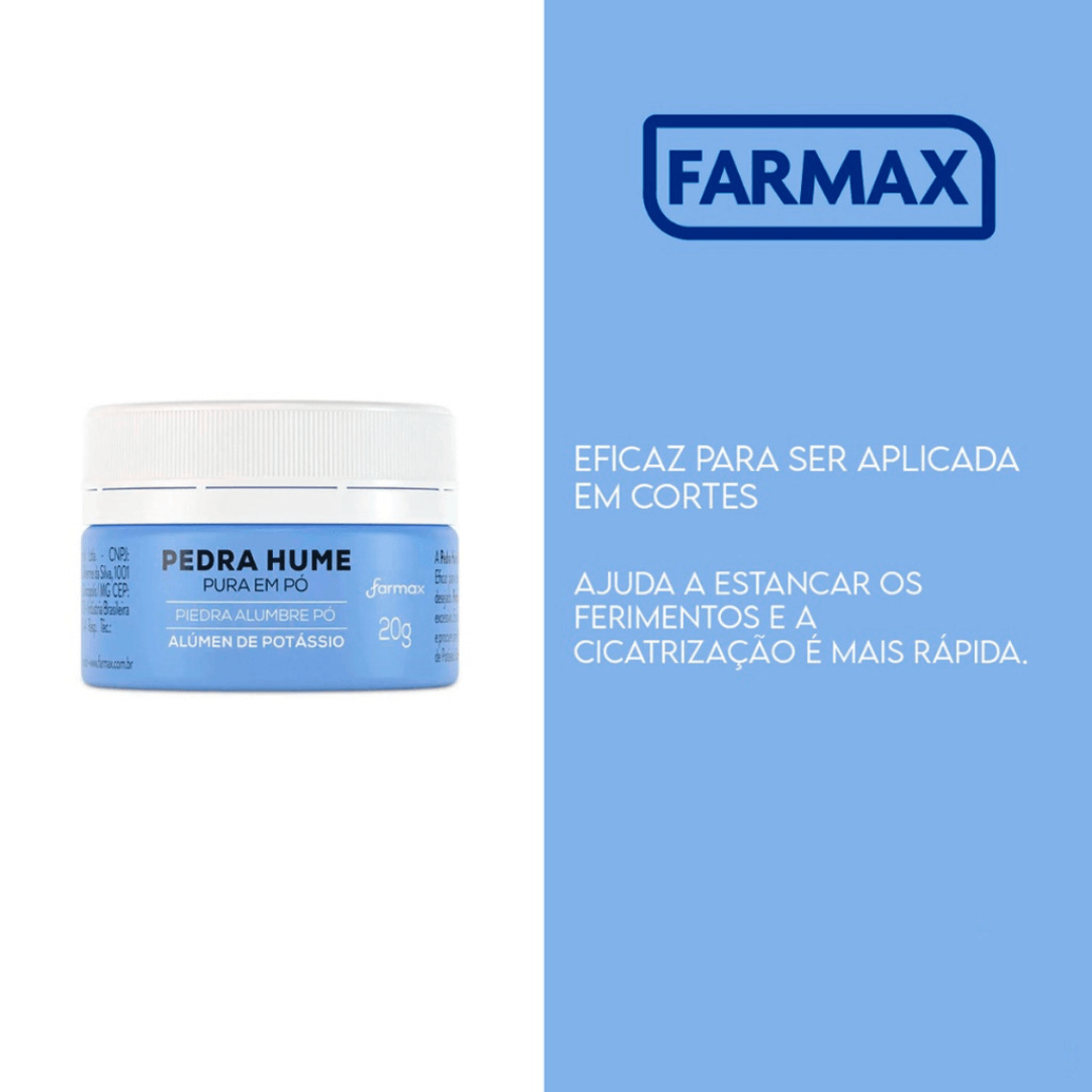 Pedra Hume Pura em Pó Farmax Alumén de Potássio 20g
