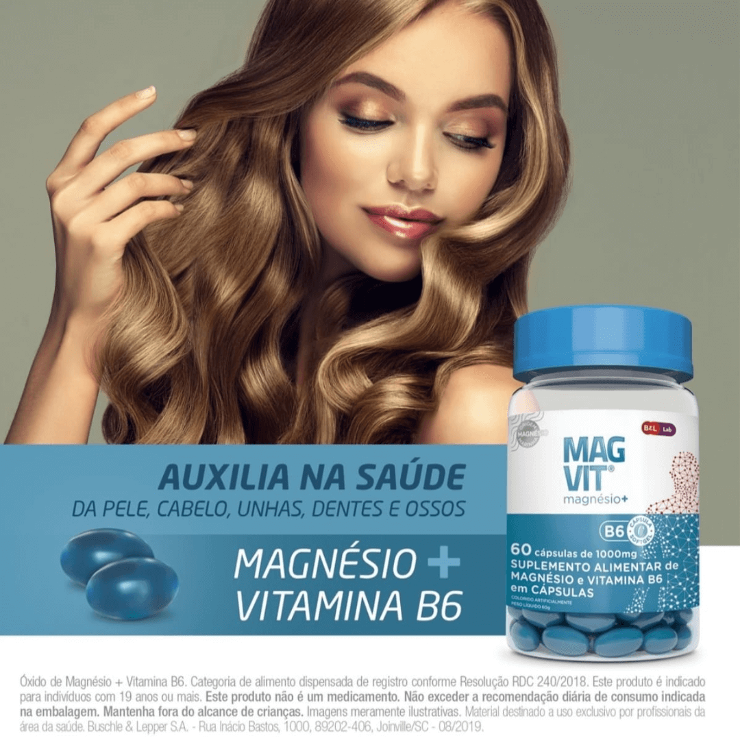 Kit 3 Magvit com 60 Cápsulas- Magnésio+Vitamina B6