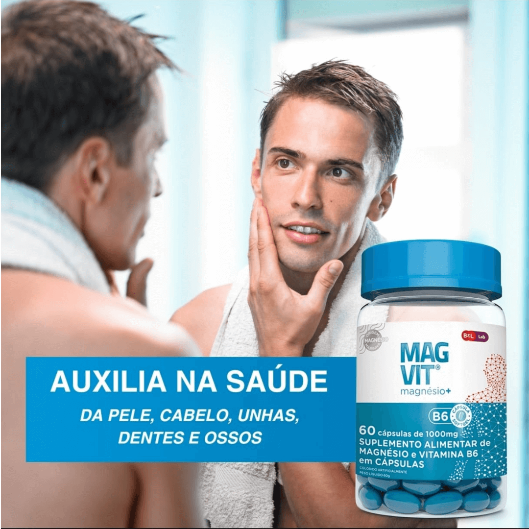 Kit 3 Magvit com 60 Cápsulas- Magnésio+Vitamina B6