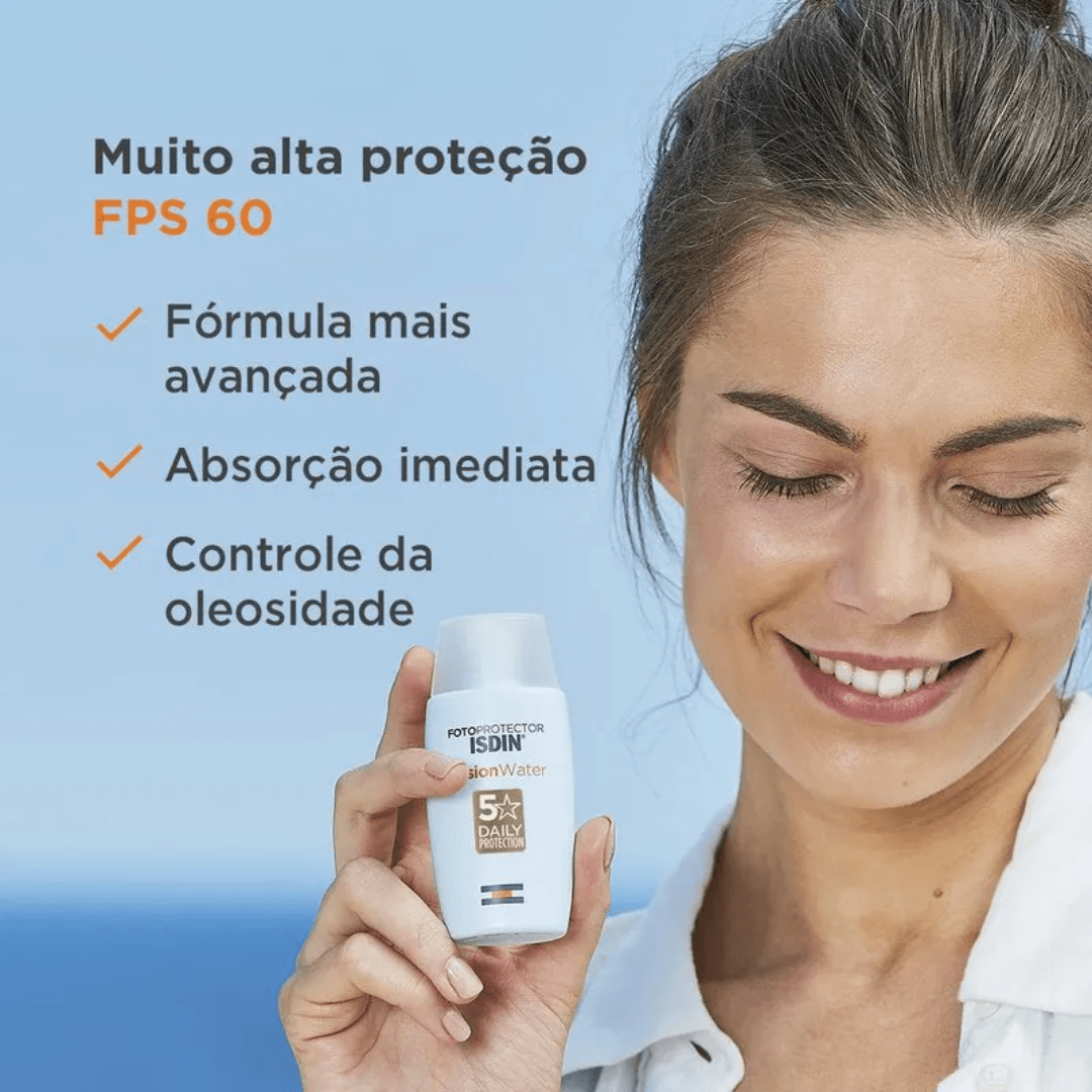 Protetor Solar Facial Isdin FPS60 Fusion Water Sem Cor 50ml